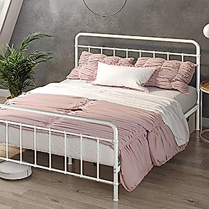 ZINUS Florence Full Panel Metal Platform Bed Frame / Mattress Foundation / No Box Spring Needed / Easy Assembly, White, Twin