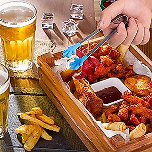 YUSDEE Kitchen Cooking Tongs 7.1inch Mini Stainless Steel clamp With Hand-Shaped Silicone Head Used For Home Cooking Wil Garden Barbecue Grilling Locking Food Tongs (Light Blue)