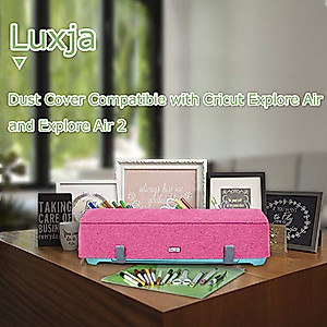 Luxja Dust Cover Compatible with Cricut Explore Air and Explore Air 2, Dust Cover with Back Pockets, Pink