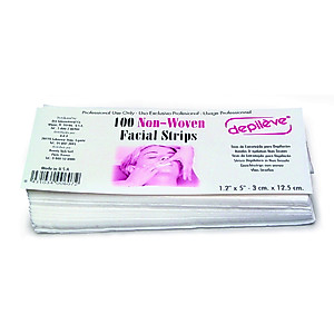 Depileve Facial Wax Strips - Hair Removal Waxing Strips for Face, Eyebrow and Lip - Nonwoven - Pack of 100
