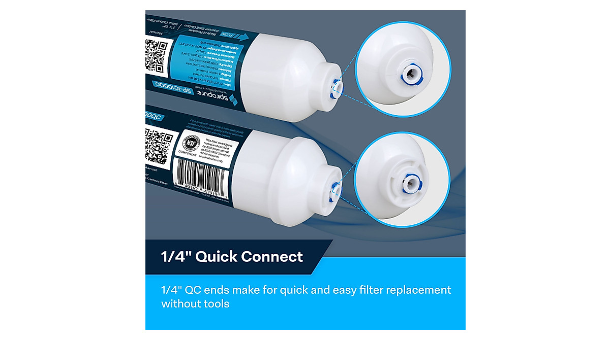 SpiroPure Coconut Shell Water Filter - 1/4" Quick-Connect