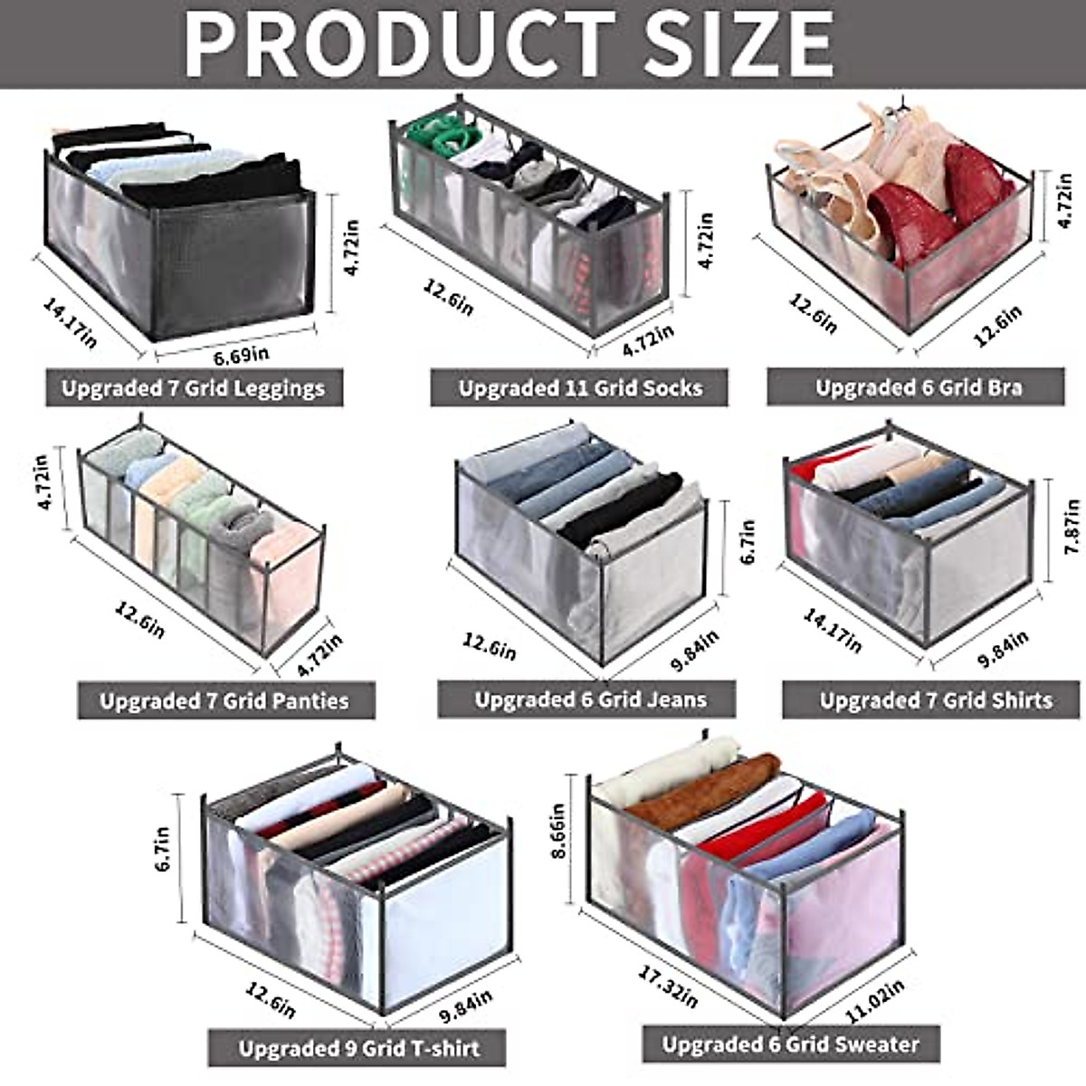 24 Packs Wardrobe Clothes Organizers Foldable Drawer Clothing Organizers Drawer Dividers Clothing Compartment Storage Box for Bras Socks Underpants Jeans Shirts