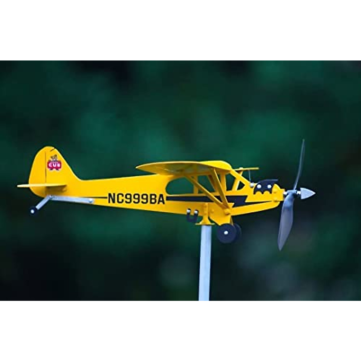Thyggzjbs Piper J3 Cub Airplane Weathervane,3D Unique and Magical Metal Windmill Outdoor Wind Sculpture Kinetic Sculpture for Yard/Garden/Decor Decoration,Gifts for Flight Lovers