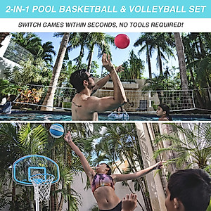 Dunn-Rite Clear Shot 2-in-1 Full Court Pool Basketball & Volleyball Game Set