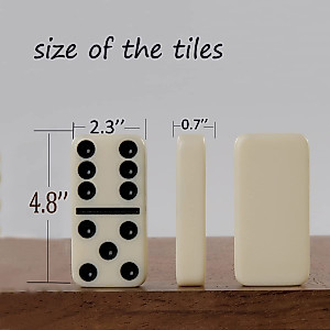 MEIOCION Dominoes Set- 28 Piece Double 6 Ivory Domino Tiles Set, Classic Family Game with Cloth Storage Case