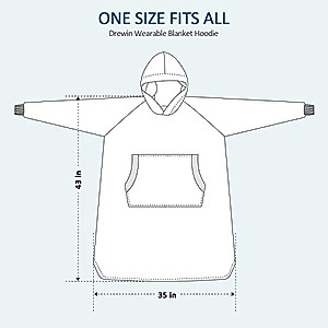 Drewin Wearable Blanket Sweatshirt for Women Men, Oversize Sherpa Fleece Blanket Hoodie with Huge Pocket & Elastic Sleeves, Fuzzy Warm Flannel Hooded Blanket for Adult Winter Gift, Blue&White