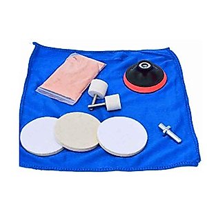 Kakalote 9Pcs/Set Glass Polishing Kit Multifunctional Deep Scratch Remover Car Polish Pad Cerium Oxide Polishing Powder Felt Polishing Wheel Set for Windscreen and Glass Repair
