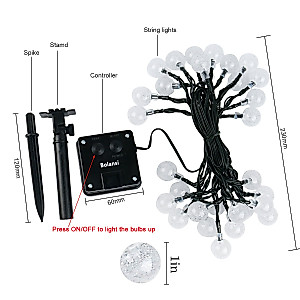 Solar String Lights Outdoor Crystal Ball Waterproof Globe String Lights 31ft 50LED Solar Powered Fairy Lighting for Garden Home Landscape Holiday Decorations (warm white) (warm white)