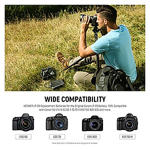 NEEWER LP-E6 Replacement Battery and Charger Set, 3 Pack 2000mAh Replacement for LP-E6 LP-E6N & Triple Slot USB Charger Compatible with Canon EOS 5D Mark II Mark III Mark IV 5D SR 60D 60Da 6D 70D 7D