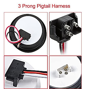 8 X Trailer Wiring, 3 Prong Pigtail Harness, 36DB Right Angle 3-Wire Pigtail Trailer Lights Plug Molded for Stop Turn Tail Sealed Round Oval Light Brake Backup Light