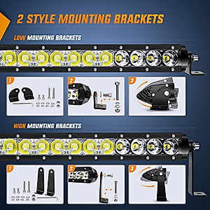 Nilight - 40004C-A LED Light Bar 21inch 100W Spot & Flood Combo Single Row 9000LM Off Road 3D LED Fog & Driving Light Roof Bumper Light Bars for Jeep Ford Trucks Boat , 2 Years Warranty
