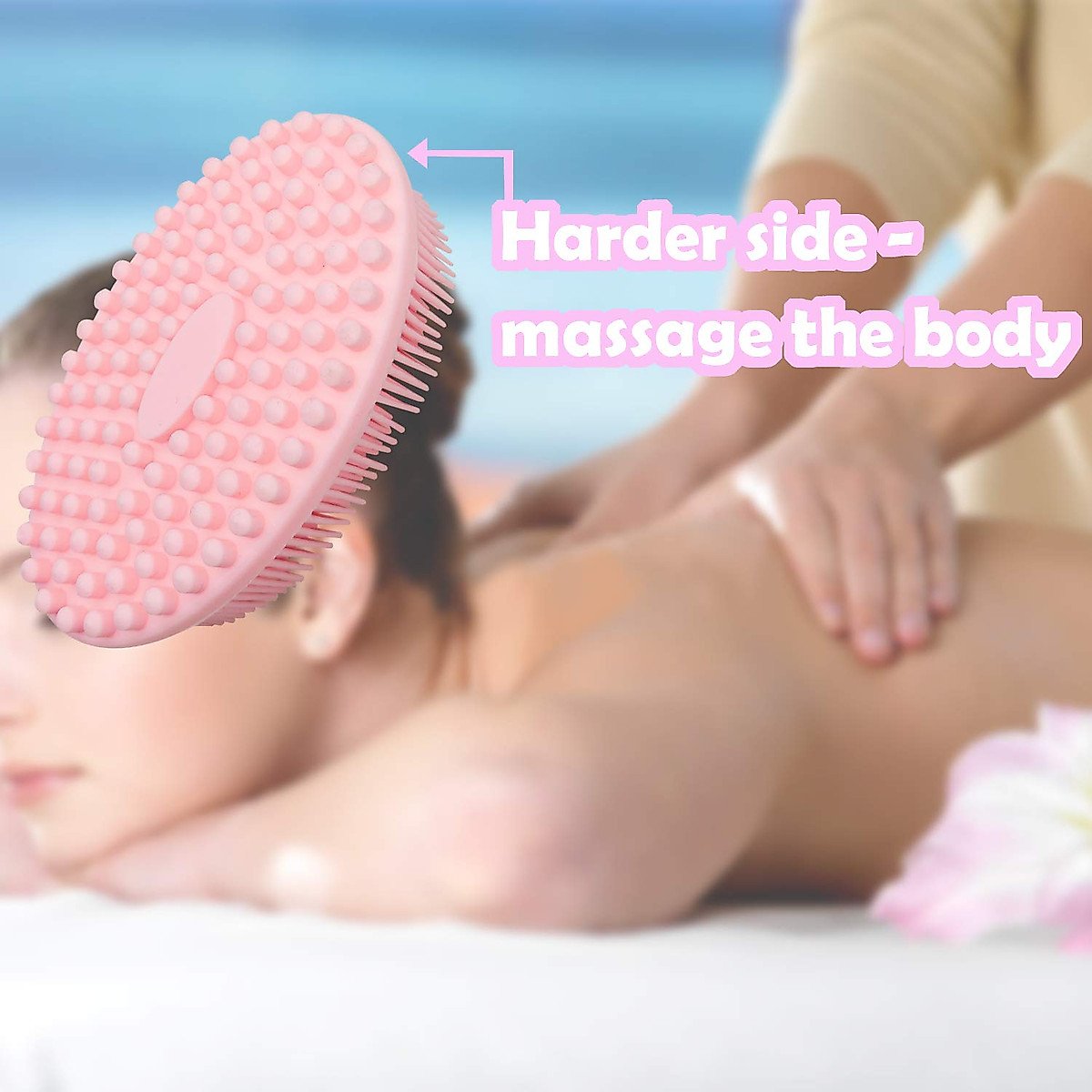 3 Set of Multifunctional Silicone Body Scrubber Loofah Soft and Skin-Friendly-,Easy to Clean,Scalp Massage ，Durable and Hygienic - Suitable for Various People and Pets (1 Count Pink)