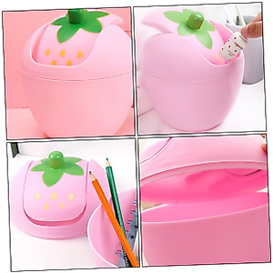 NUOBESTY Office Decor Xxcm Container Car Bins Lid Dustbin Home Lids Mini Brush Use Bin Strawberry Tiny Recycling with for Makeup Tabletop X Room Cans Dispenser Rubbish Baskets Coffee Swing Car Decor
