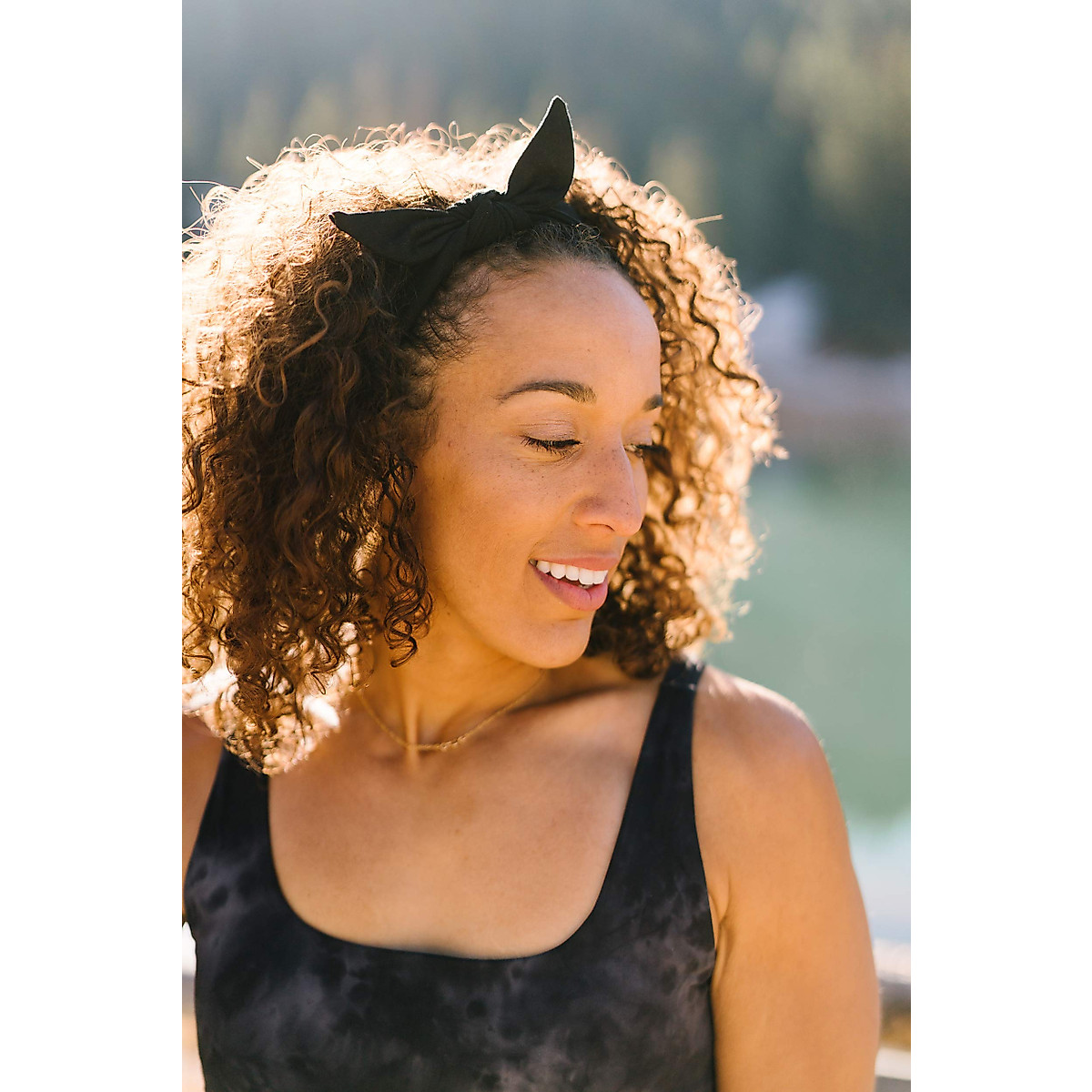 Maven Thread Workout Headbands for Women, 2pk - 51cm Wide Headbands W/Bow, Non Slip Sweatbands for Women - Black, Sports Running Headband for Exercise Gym hairband Athletic Workouts and Yoga