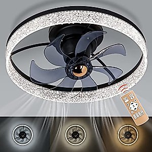 REDSTAR 20" Modern Ceiling Fan with Light, 360° Rotatable, Stepless Adjustable Temp and Brightness, Ceiling Lights with Fan Remote Control