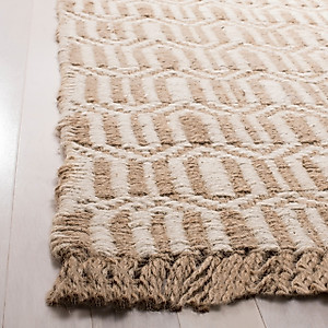 SAFAVIEH Natural Fiber Collection Area Rug - 9' x 12', Natural & Ivory, Handmade Boho Farmhouse Fringe Jute, Ideal for High Traffic Areas in Living Room, Bedroom (NF184A)