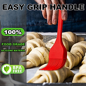 Anaeat 2 Pack Silicone Basting Pastry Brushes - Heat Resistant Brush with Soft Bristles, Hygienic One Piece Design, Marinade Brush Great in Baking for Spreading Oil Butter Sauce BBQ Grill