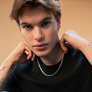 QUADRI - Certified Made in Italy 925 Sterling Silver 5mm Figaro Link Chain Necklace 20 Inchs