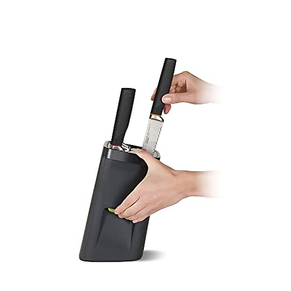 Joseph Joseph LockBlock Stainless Steel Knife Set with Self Locking Knife Block, 6-Piece, Black