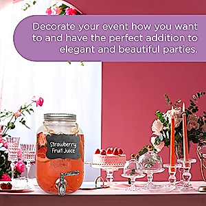 UMAID Glass Drink Dispensers for parties [Set of 2] 1 Gallon Glass Jar Beverage Dispenser W/Stainless Steel Spigot, Leakproof - Glass Drink Dispenser W/Ice Cylinder, Sun Tea Jar, Lemonade & Daily Use