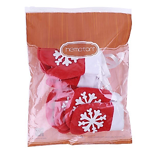 Hemoton 12PCS Christmas Cutlery Holders Premium Fabric Fork Knife Bags Durable Glove and Sock Table Decorations 5.3”X4”