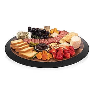 TOSCANA - a Picnic Time Brand Lazy Susan Tray Wooden Turntable Round Charcuterie Board, Cheese Serving Platter, (Fire Acacia Wood)
