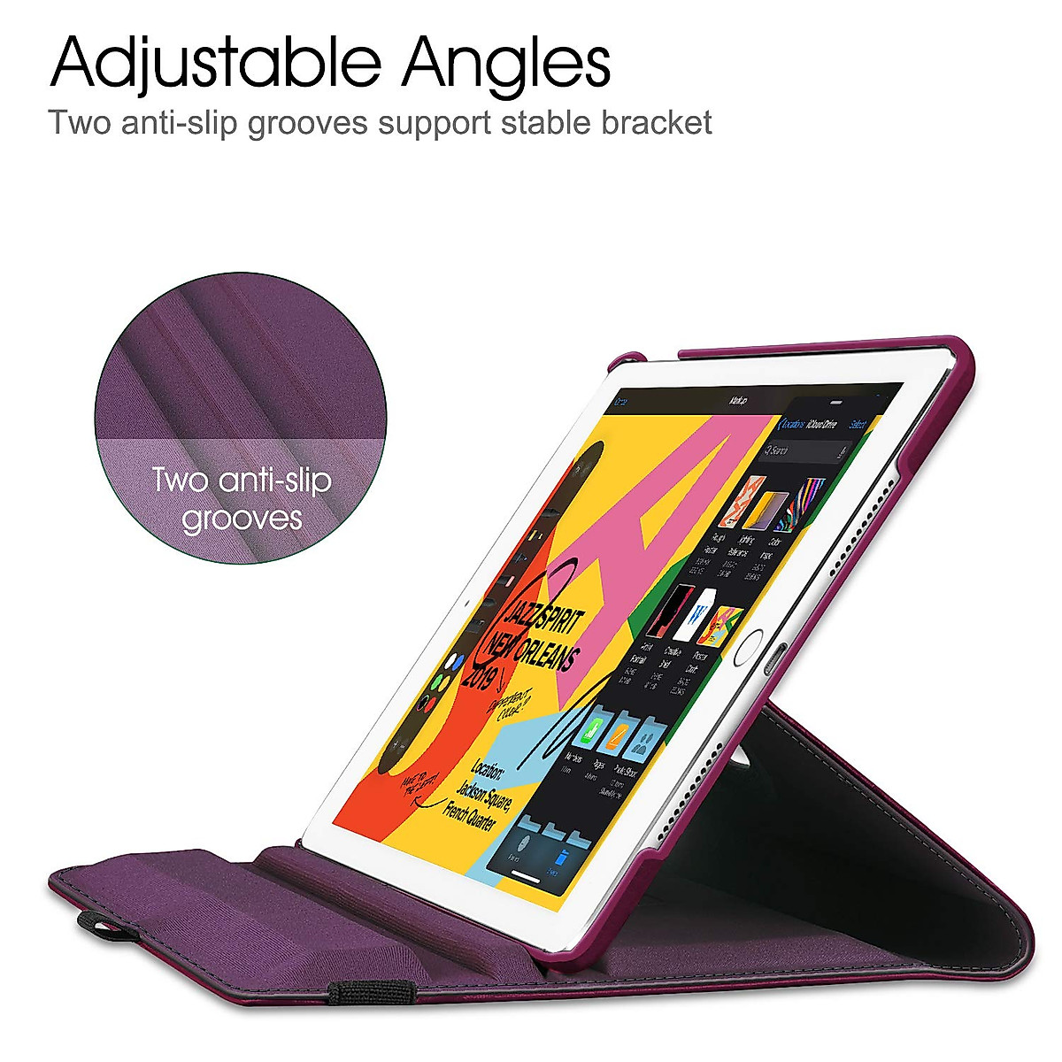 Fintie Case for iPad Pro 9.7-360 Degree Rotating Stand Protective Cover with Smart Stand Cover Auto Sleep/Wake Feature for iPad Pro 9.7 Inch (2016 Version), Purple