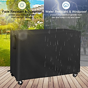 Guisong Flat Top Grill Cover Waterproof for Royal Gourmet 8-Burner Gas Grill with Side Tables Down, Weatherproof Cover for Protecting BBQ Grill/Propane Griddle/Outdoor Grill