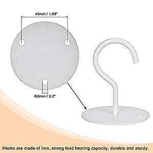MECCANIXITY Ceiling Hooks Wall Mounted 65mm Round Plate Iron for Hanging Chandeliers Plants (White, Pack of 2)