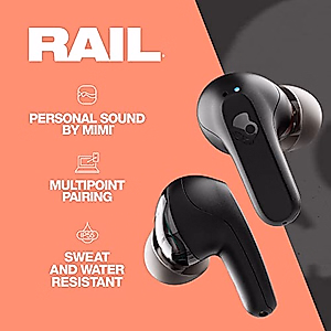 Skullcandy Rail In-Ear Wireless Earbuds, 42 Hr Battery, Skull-iQ, Alexa Enabled, Microphone, Works with iPhone Android and Bluetooth Devices - Black