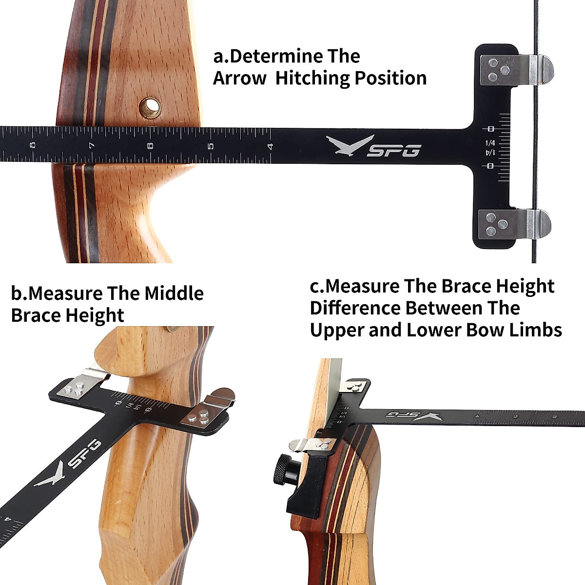 SOPOGER Archery Bow Square Nocking Points Pliers Bow String Knock Kit T Shape Turning Bow Square Ruler Tool String-Loop Nocking Buckle Pliers for Recurve Compound Bow Accessories (Black)