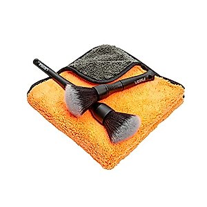 Wenage Ultra-Soft Detailing Brush Set with Microfiber Cloth for Scratch-Free Cleaning and Detailing of Delicate Surfaces Interior Exterior Automotive, Leather, Infotainment Screens, Electronics