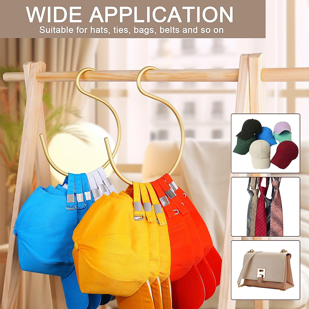 DeTii 2pcs Premium Cap-Rack, Hat-Hangers-for-Closet-Space-Saving, Sturdy-Cap-Organizer, Space Aluminium Simplistic-Hat-Organizer-Holder, Large-Capacity-20-Hats-Storage-Hat-Rack (L)