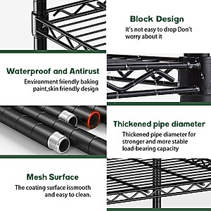 BSFHH Tool Utility Shelves, 7-Tier Adjustable Wire Shelving Unit Storage Shelves Heavy Duty Storage Rack with Wheels