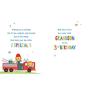 Regal Publishing Juvenile Birthday Card Age 3 Grandson - 9 x 6 inches, Black|red|White|Green|Blue