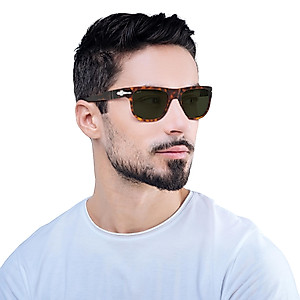 Persol PO3306S Square Sunglasses, Havana/Green, 55 mm