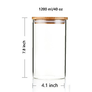 Sweejar 40 oz Glass Canisters with Airtight Bamboo Lid(set of 3), Food Storage Jar for Kitchen, Dry Food Containers for Serving Tea, Coffee, and More