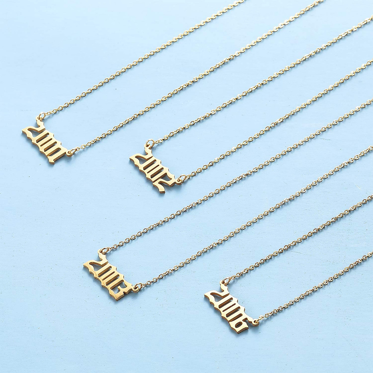 Glimmerst Birthday Year Necklace, 18K Gold Plated Stainless Steel Birth Year Number Pendant Necklace Memorable Anniversary Jewelry for Women