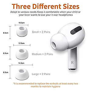 Link Dream 12 Pieces Replacement Ear Tips for AirPods Pro/AirPods Pro 2 Silicon Ear Buds Tips with Portable Storage Box (S/M/L) (6 Pairs)
