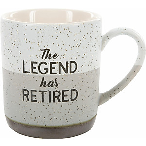 Pavilion Gift Company Large 15 Oz Stoneware Coffee Cup Mug The Legend Has Retired, 15oz, Grey