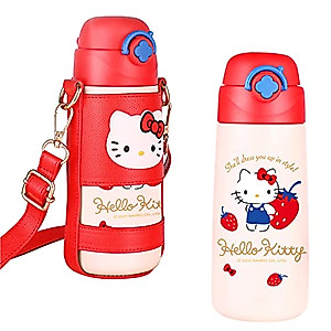 Hello Kitty Stainless Steel Insulated Water Bottle with Bag White 500ml