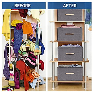 STORAGE MANIAC Storage Bins Extra Large, Foldable Storage Baskets with Handle, Fabric Clothes Storage Boxes for Shelves for Organizing Closet Shelf Nursery Toy 15.35"W x 11.4"D x 8"H, Grey 3-Pack