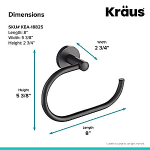 Kraus C-KEA-188MB Elie 4-Piece Bath Hardware Set with 24-inch Bar, Paper Holder, Towel Ring and Robe Hook, Matte Black