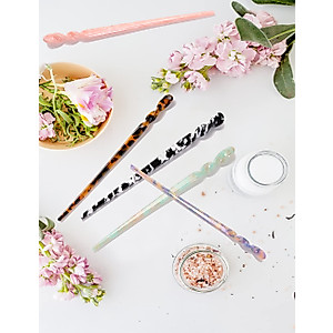 12 Pieces Acetate Hair Sticks Tortoise Shell Hairpin Leopard Shell Print Hair Sticks for Long Hair Chinese Hair Sticks Hair Styling Accessories Hair Chopsticks for Women Girls