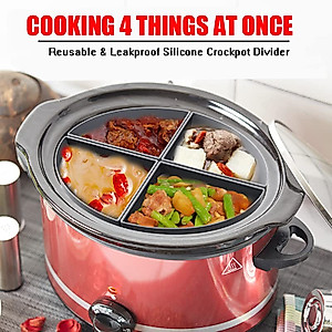 Slow Cooker Divider Liner fit 6 QT Crockpot, Reusable & Leakproof Silicone Crockpot Divider, Dishwasher Safe Cooking Liner for 6 Quart Pot (Grey)