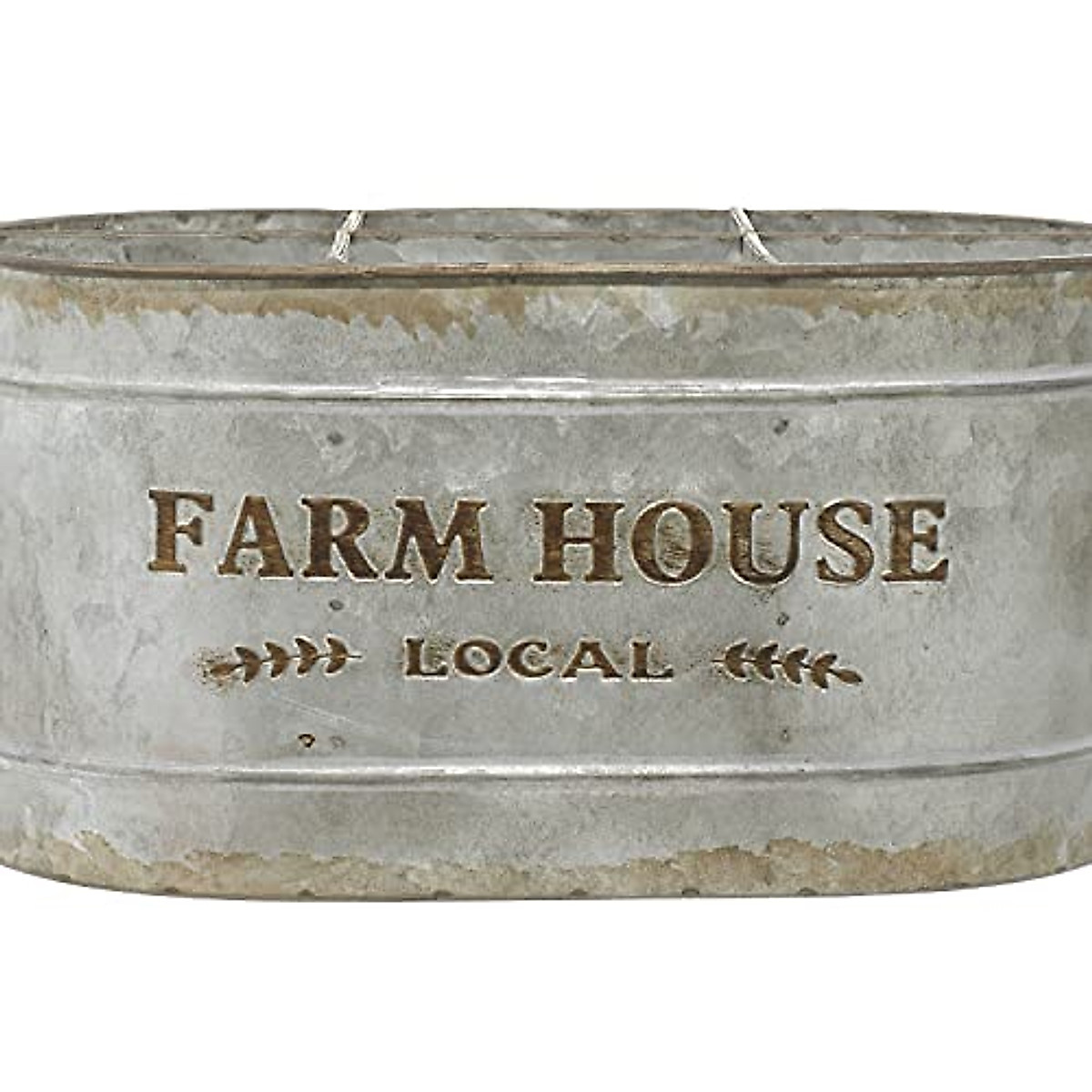 Deco 79 Metal Galvanized Farm House 6 Bottle Wine Holder, 13" x 9" x 7", Gray