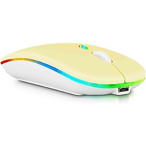 UrbanX 2.4GHz & Bluetooth Mouse, Rechargeable Wireless LED Mouse for Omen 16 Gaming Laptop Also Compatible with TV/Laptop/PC/Mac/iPad pro/Computer/Tablet/Android - Banana Yellow