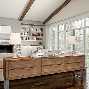 Lavish Home Crystal Candlestick Lamps, Faceted Shiny Matching Table Lamps for Living Room, Bedroom, Study Room - Stylish, Elegant, Modern Accent Lights for Any Home Decor - Set of 2 (Bulbs Included)