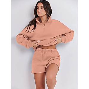 ANRABESS Women's Two Piece Outfits Sweat Lounge Short Set Long Sleeve Gym Sweatsuit Tracksuit 2024 Fall Fashion Clothes Small