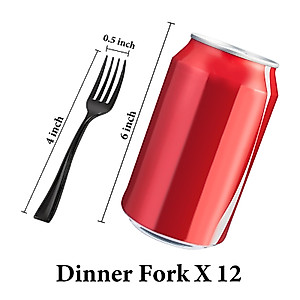 WDF 300 Pieces Black Plastic Mini Forks-4inches Black Plastic Forks-Heavy Duty Plastic Tasting Forks-Perfect for Small Appetizers and Desserts